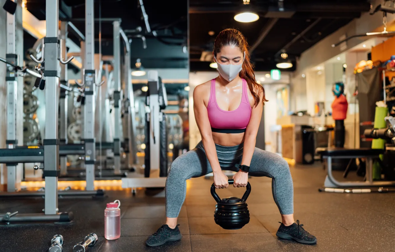 Wallpaper pose, figure, fitness, in the mask, weight, pose, workout ...