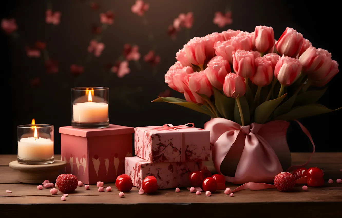 Wallpaper love, flowers, gift, romance, heart, roses, love, happy for ...