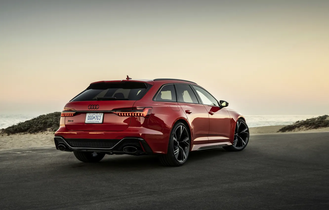 Wallpaper sand, red, Audi, coast, Parking, universal, RS 6, 2020, 2019 ...