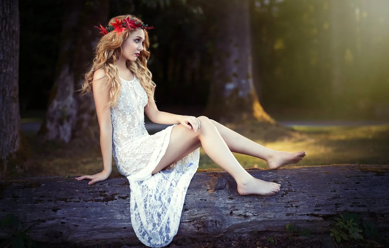 Wallpaper The Sun Trees Pose Park Model Portrait Makeup Figure