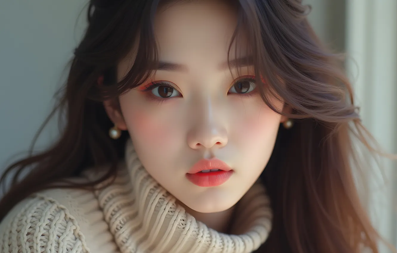 Wallpaper look, girl, face, pose, AI art, neural network for mobile and ...