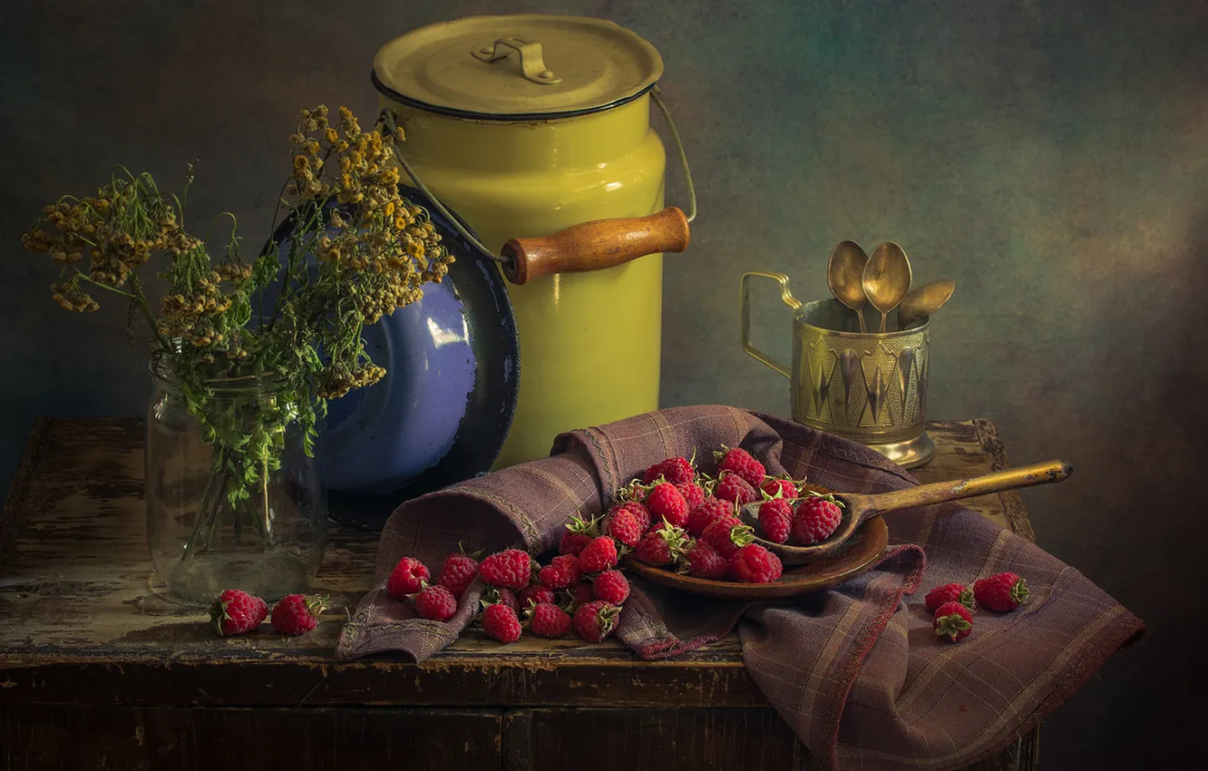 Wallpaper berries, raspberry, still life, cans for mobile and desktop ...