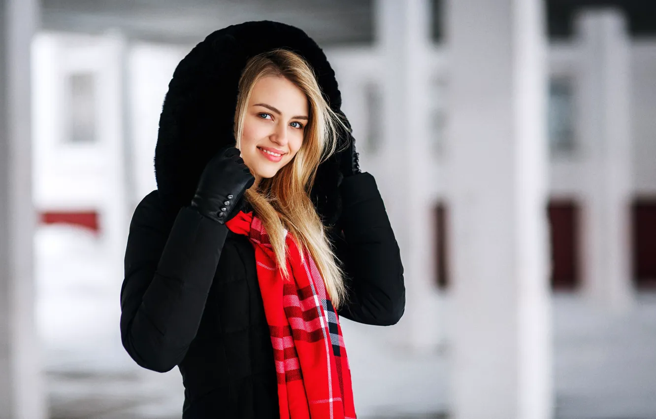 Wallpaper look, red, smile, model, portrait, makeup, scarf, hairstyle ...