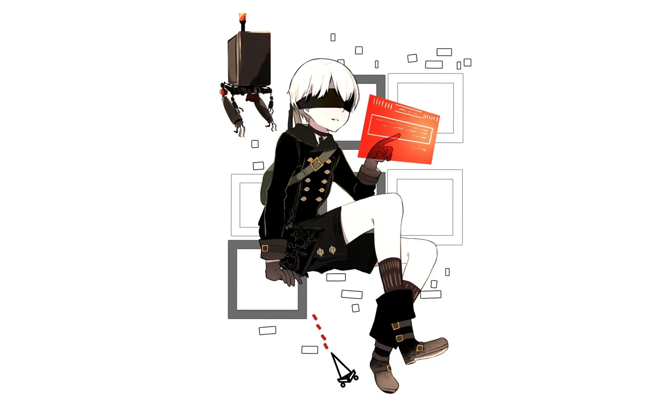 Wallpaper boy, art, white background, Nier Automata, YoRHa No 9 Type S ...