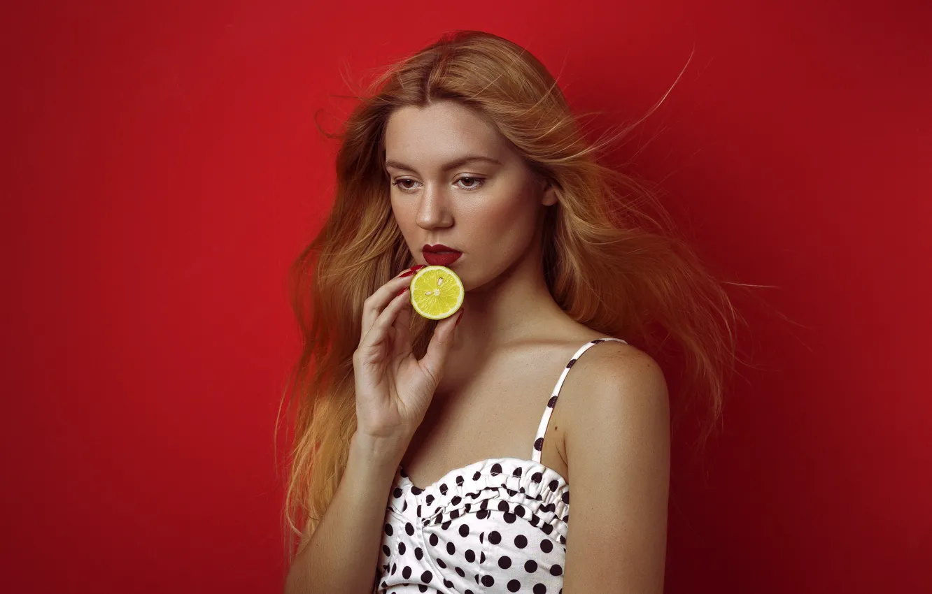 Wallpaper girl, face, background, lemon, model, hair for mobile and ...