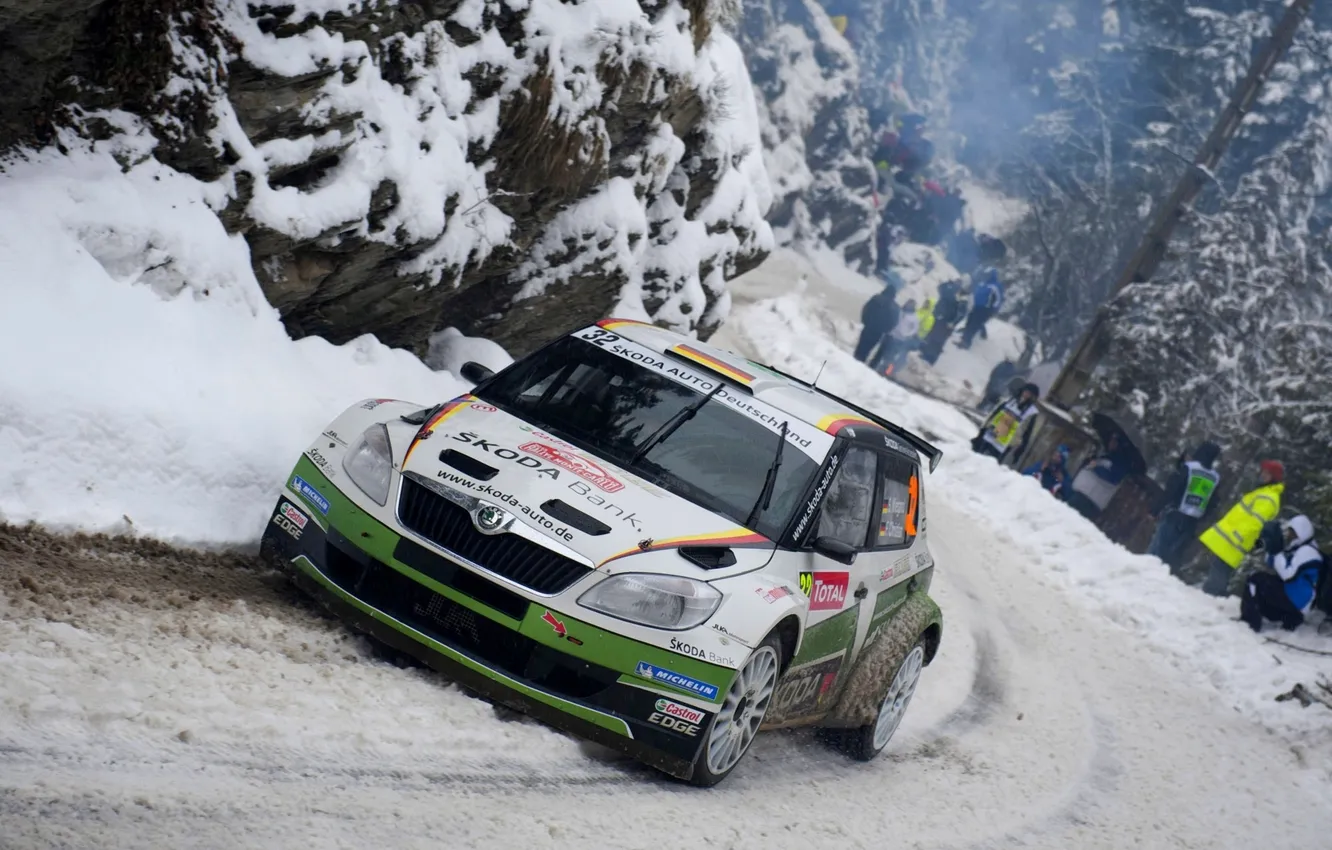 Wallpaper winter, auto, snow, sport, people, Rally, Skoda, Skoda for ...