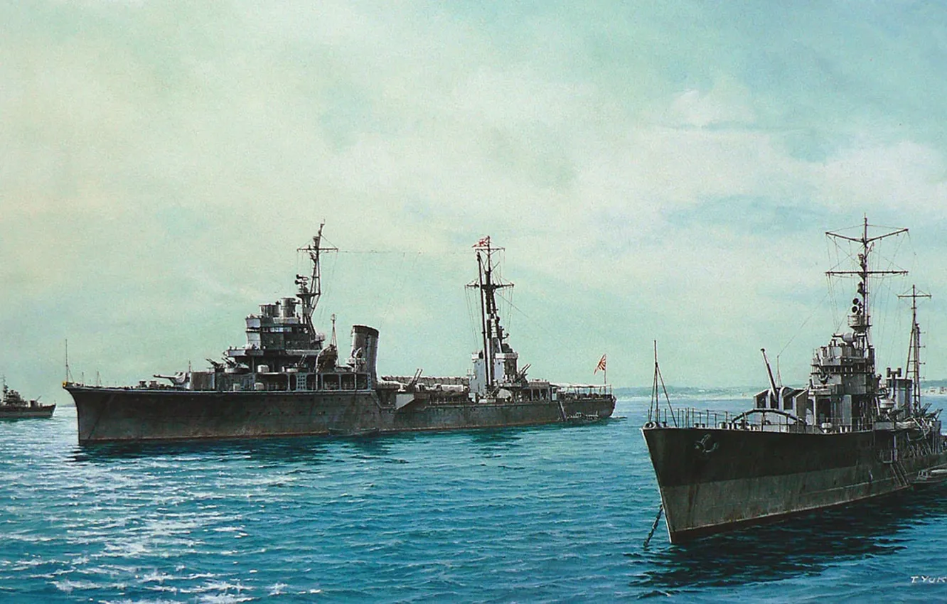 Wallpaper ship, art, Navy, military, cruiser, Japanese, destroyer ...
