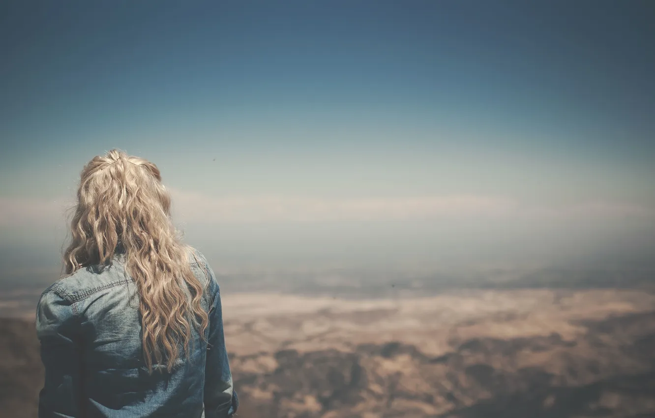 Wallpaper girl, woman, view, blonde, person, whitespace, horizont ...