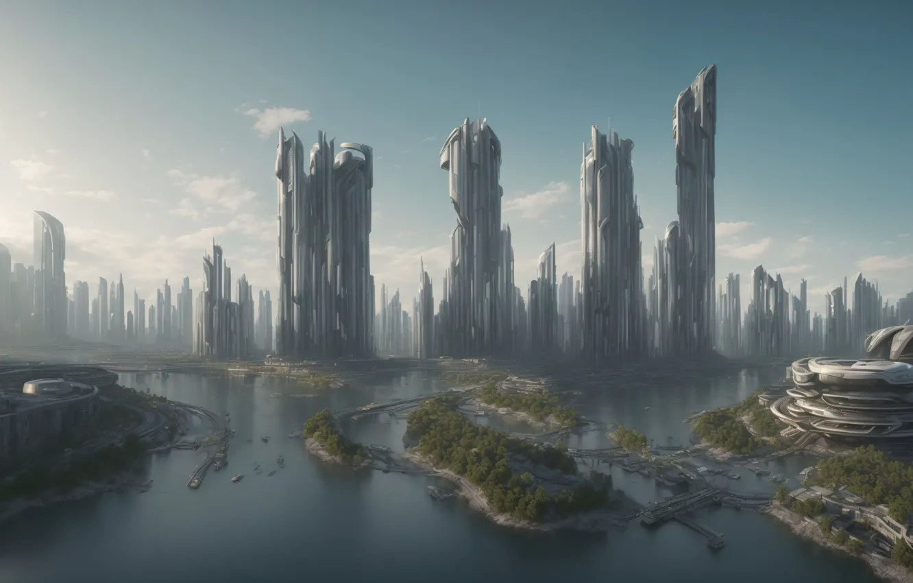 Wallpaper city, future, art, fantastic, digital art, Futuristic, utopia ...