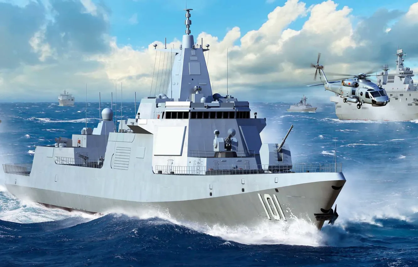 Wallpaper China, destroyer, destroyer, THE PLA NAVY, Plan, Li Lao, PLA ...