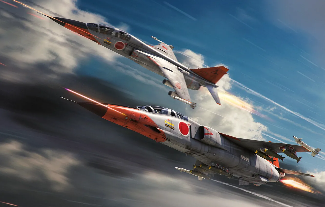 Wallpaper The game, The plane, Flight, Fighter, Mitsubishi, Art ...