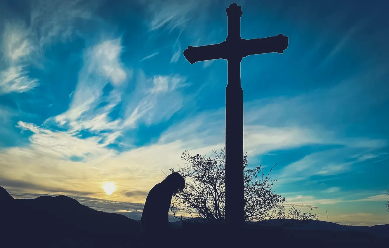 Wallpaper love, cross, clouds, evening, sun, Christian, God, Jesus for ...