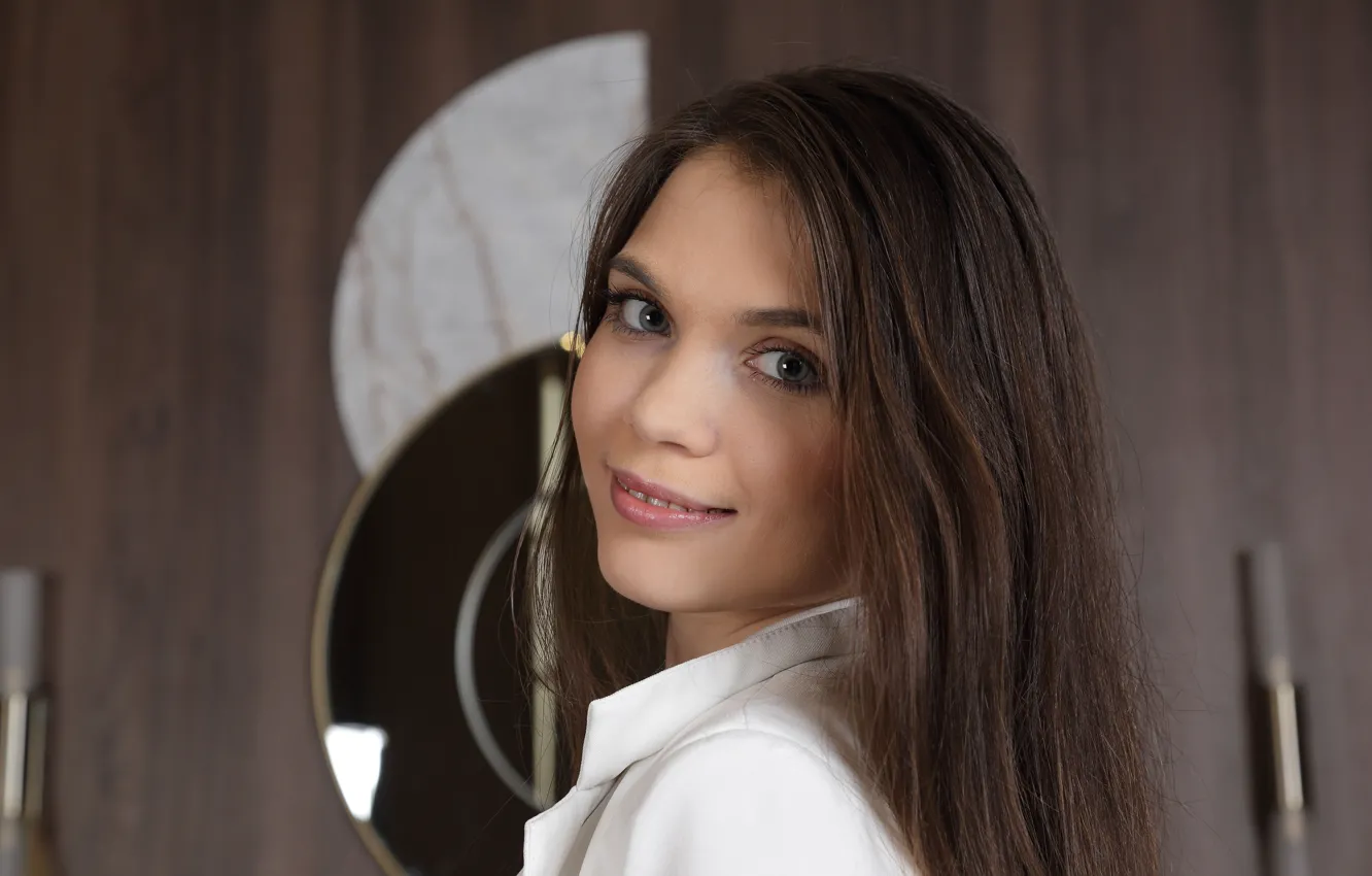 Wallpaper Girl White Beautiful White Coat Adriana Fawn For Mobile