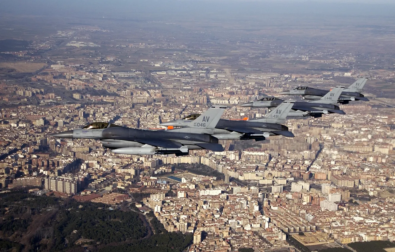 Wallpaper Spain, F-16, Zaragoza, near the military base for mobile and ...
