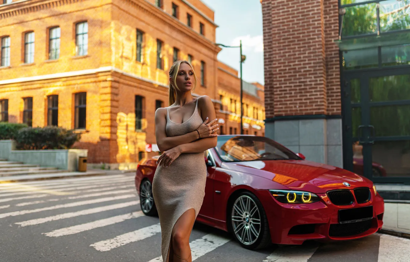 Wallpaper car, BMW, girl, dress, woman, model, blonde, gorgeous for ...
