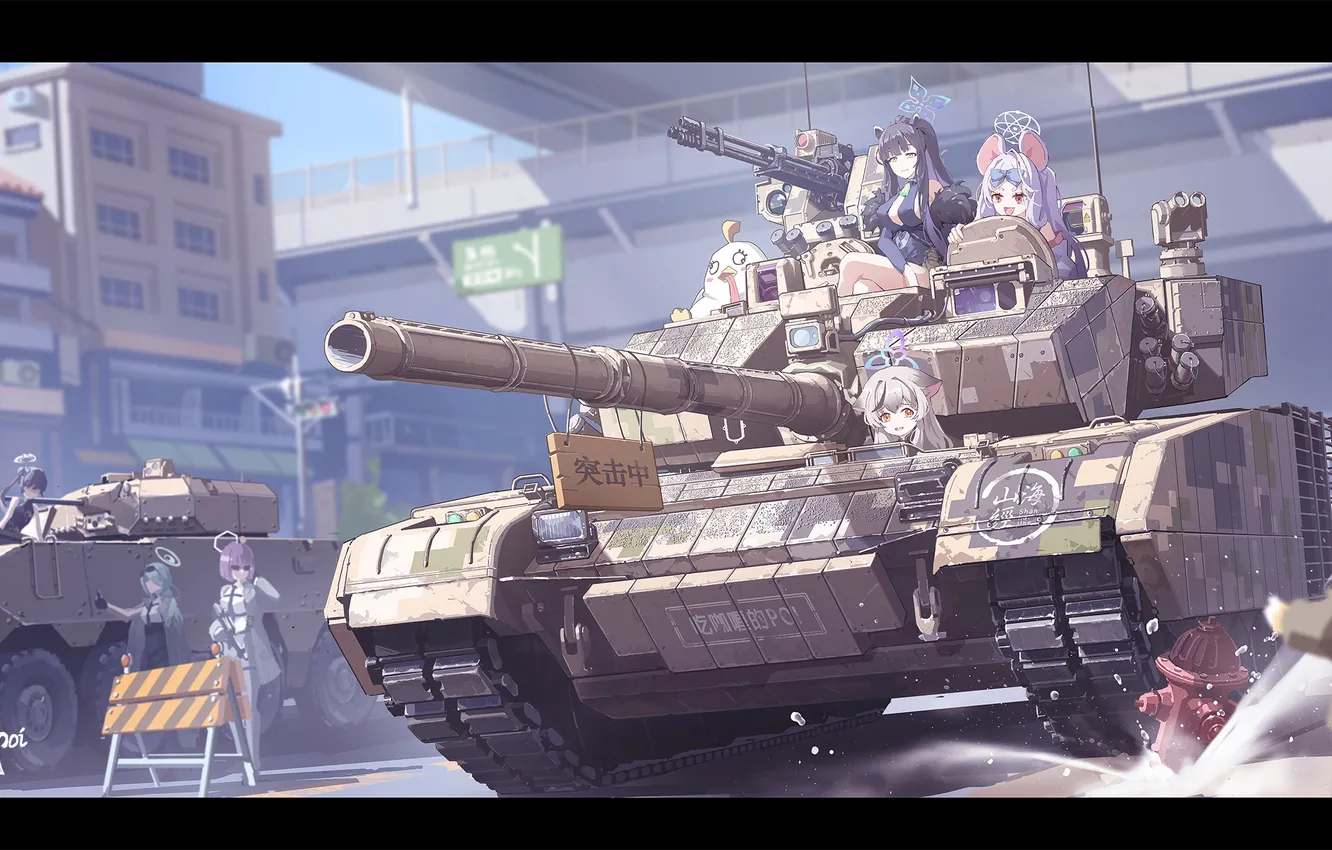 Wallpaper anime, artwork, tank, anime girls, ZTZ-99, Blue Archive for ...