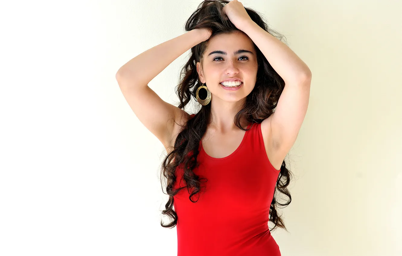 Wallpaper smile, hair, the girl in the red, Zarina, Zarina for mobile ...