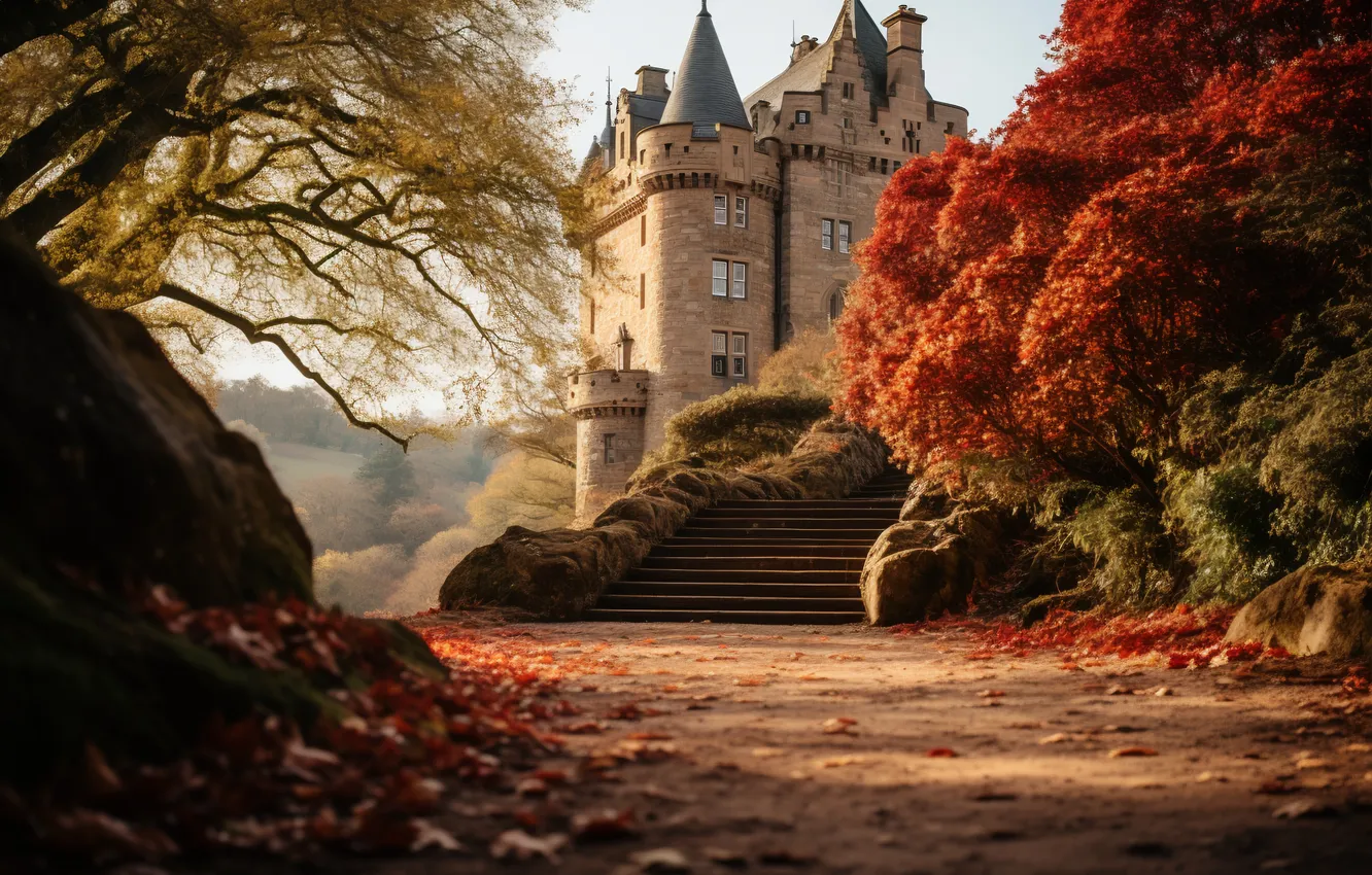 Wallpaper autumn, landscape, castle, architecture, landscape, beautiful ...
