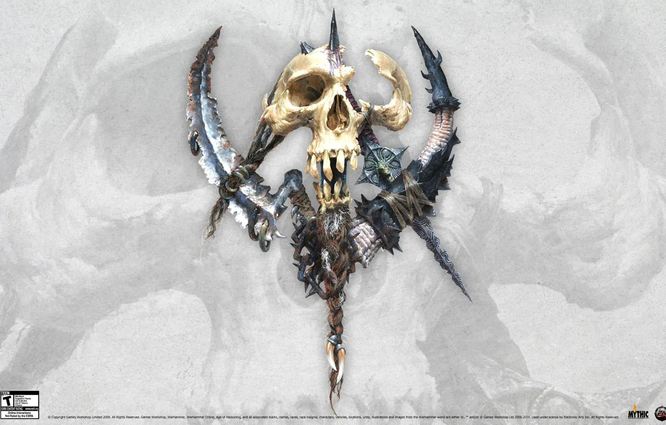 Wallpaper sign, skull, blade, horns, Warhammer Online, age of reckonig for mobile and desktop ...