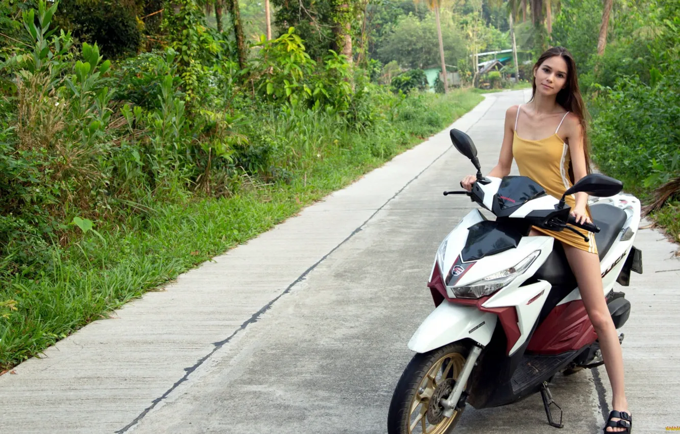 Wallpaper model, dress, beautiful, scooter, Leona Mia for mobile and ...