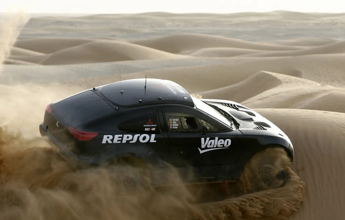 Wallpaper sand, race, Mitsubichi for mobile and desktop, section машины ...