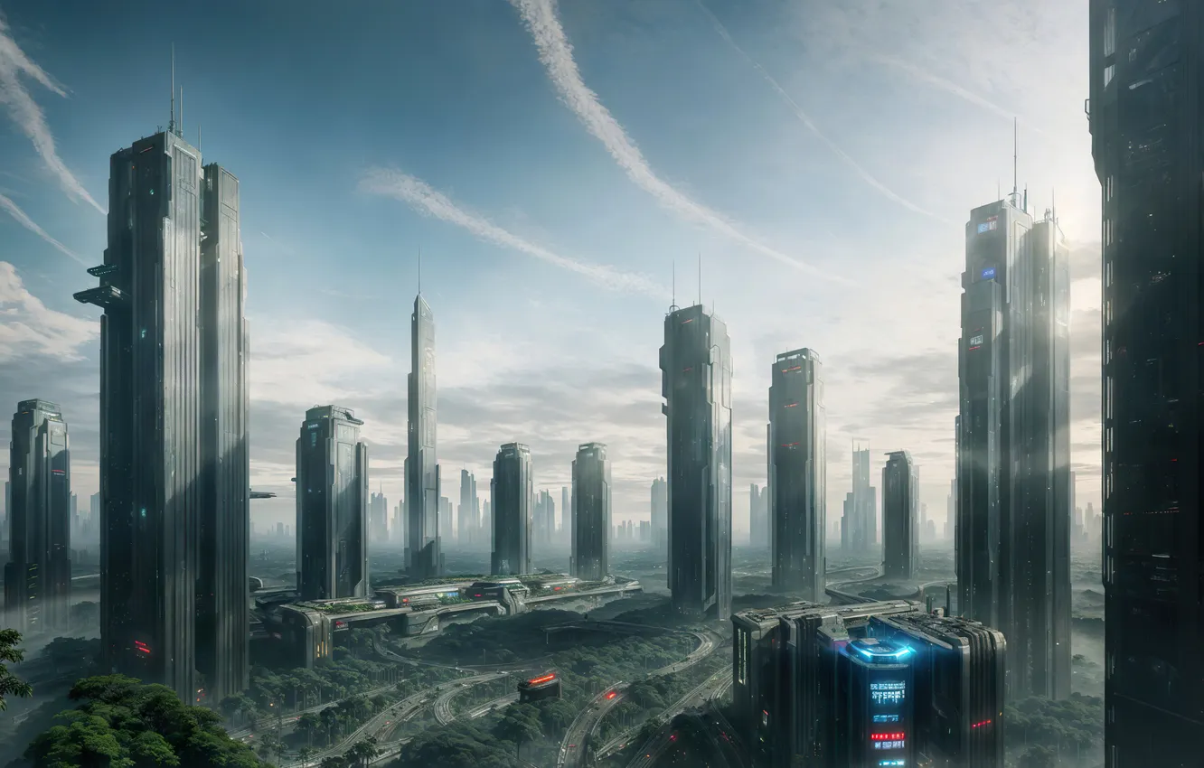 Wallpaper city, future, art, fantastic, cyberpunk, digital art ...