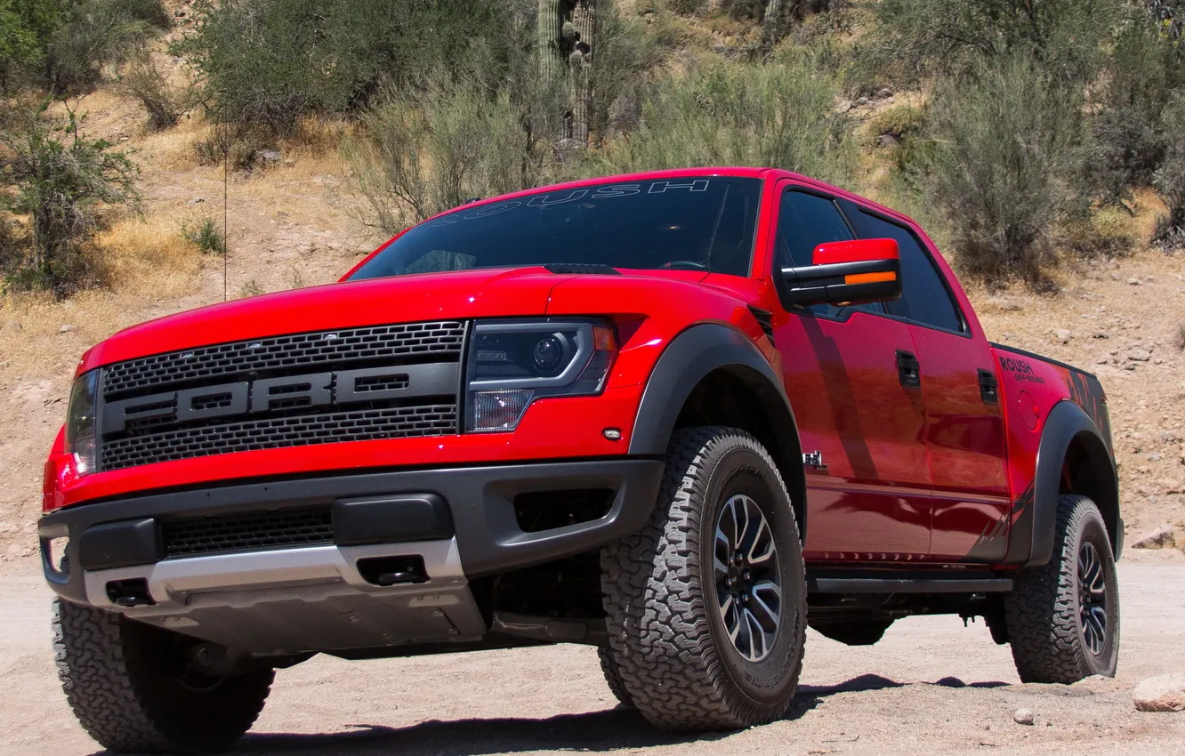 Wallpaper red, Ford, red, Front, the front, F-150, SVT Raptor, Roush ...