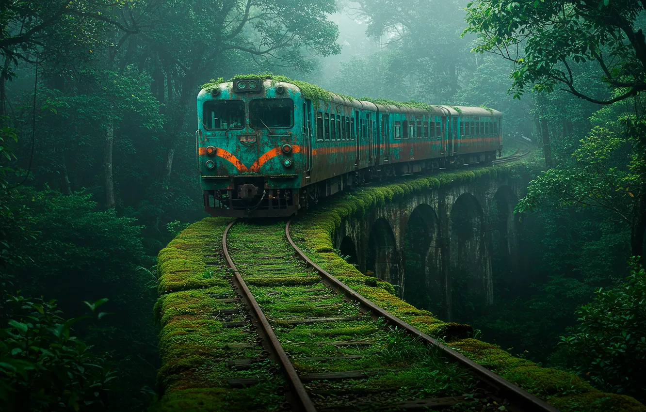 Wallpaper bridge, train, jungle, railroad, wallpaper, jungle, bridge ...