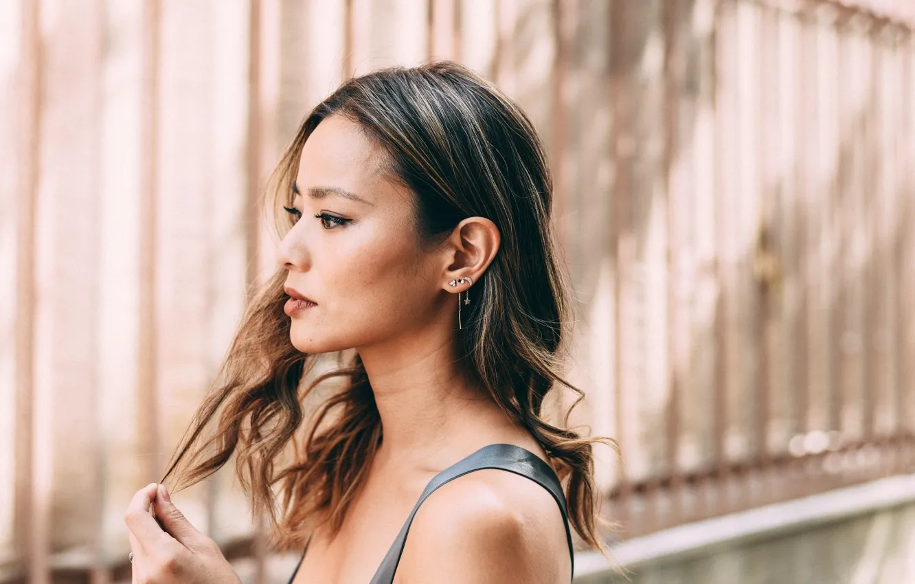 Wallpaper look, pose, actress, brunette, profile, sexy, hair, Jamie ...