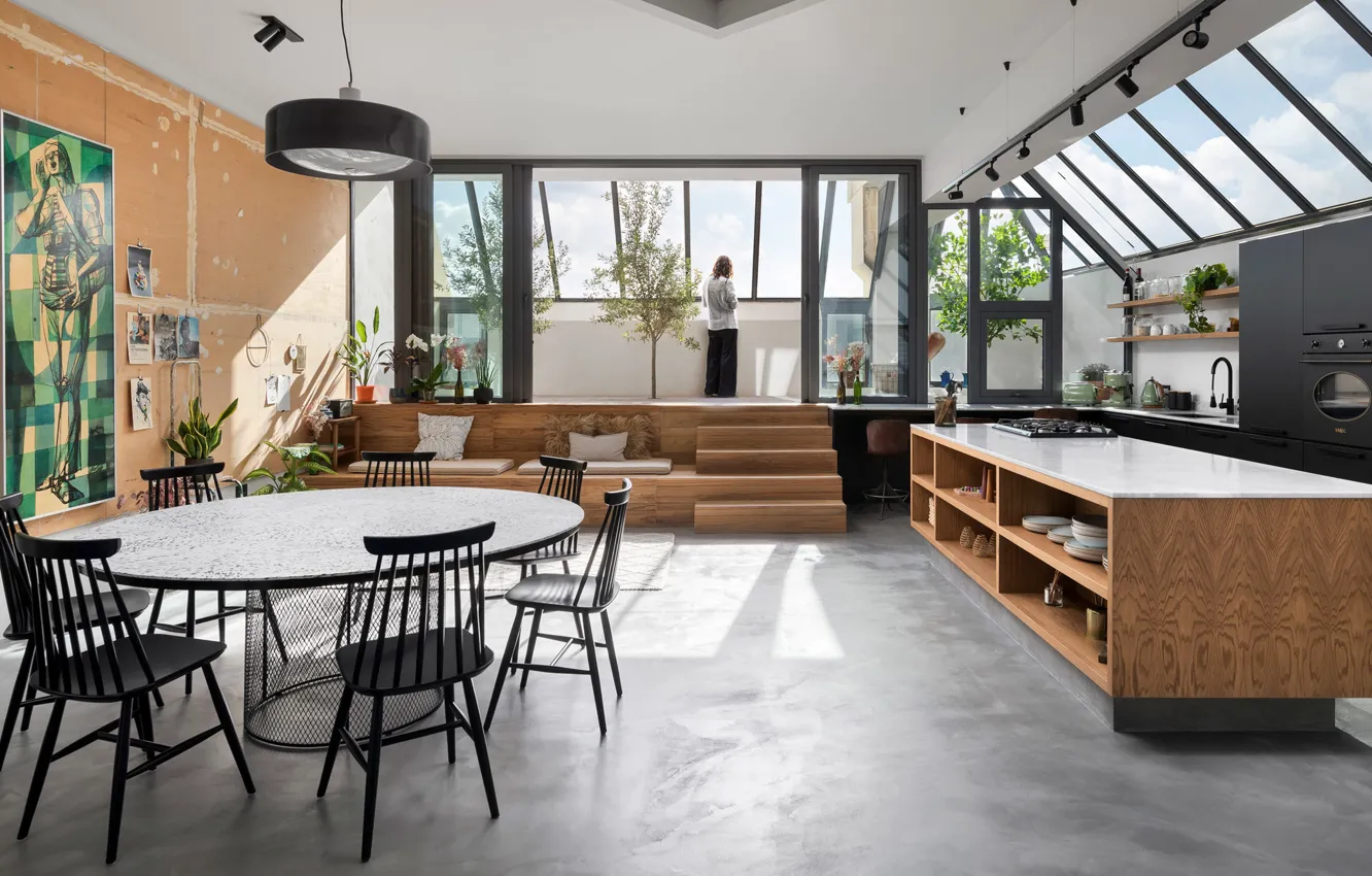 Wallpaper design, style, interior, kitchen, living room, dining room ...