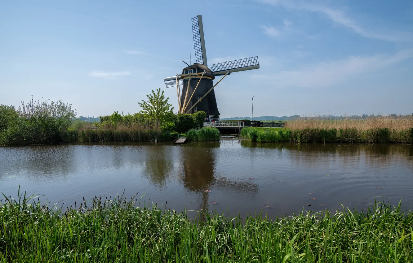 Wallpaper mill, Netherlands, water channel for mobile and desktop ...