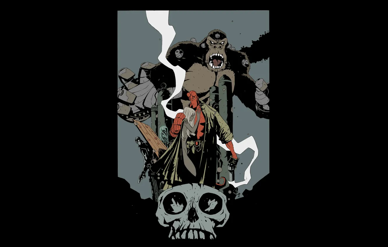Wallpaper skull, Goril, Comic, Art, Hellboy, Lobster Johnson ...