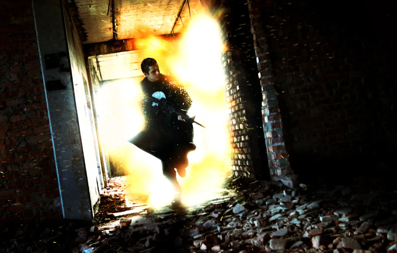 Wallpaper the explosion, man, the Punisher, punisher, klgr for mobile ...