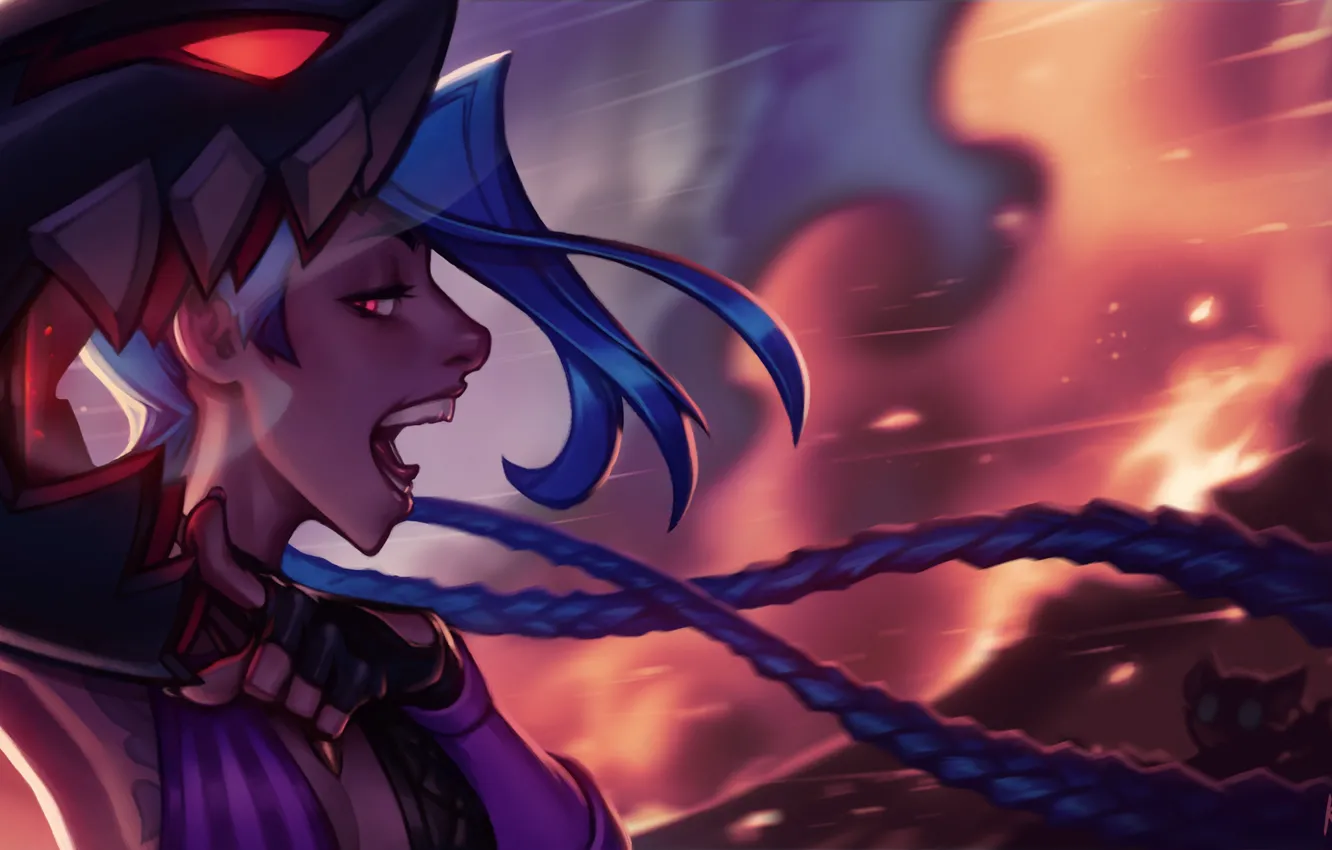 Wallpaper Girl Gun Art League Of Legends Jinx Loose Cannon For Mobile And Desktop Section
