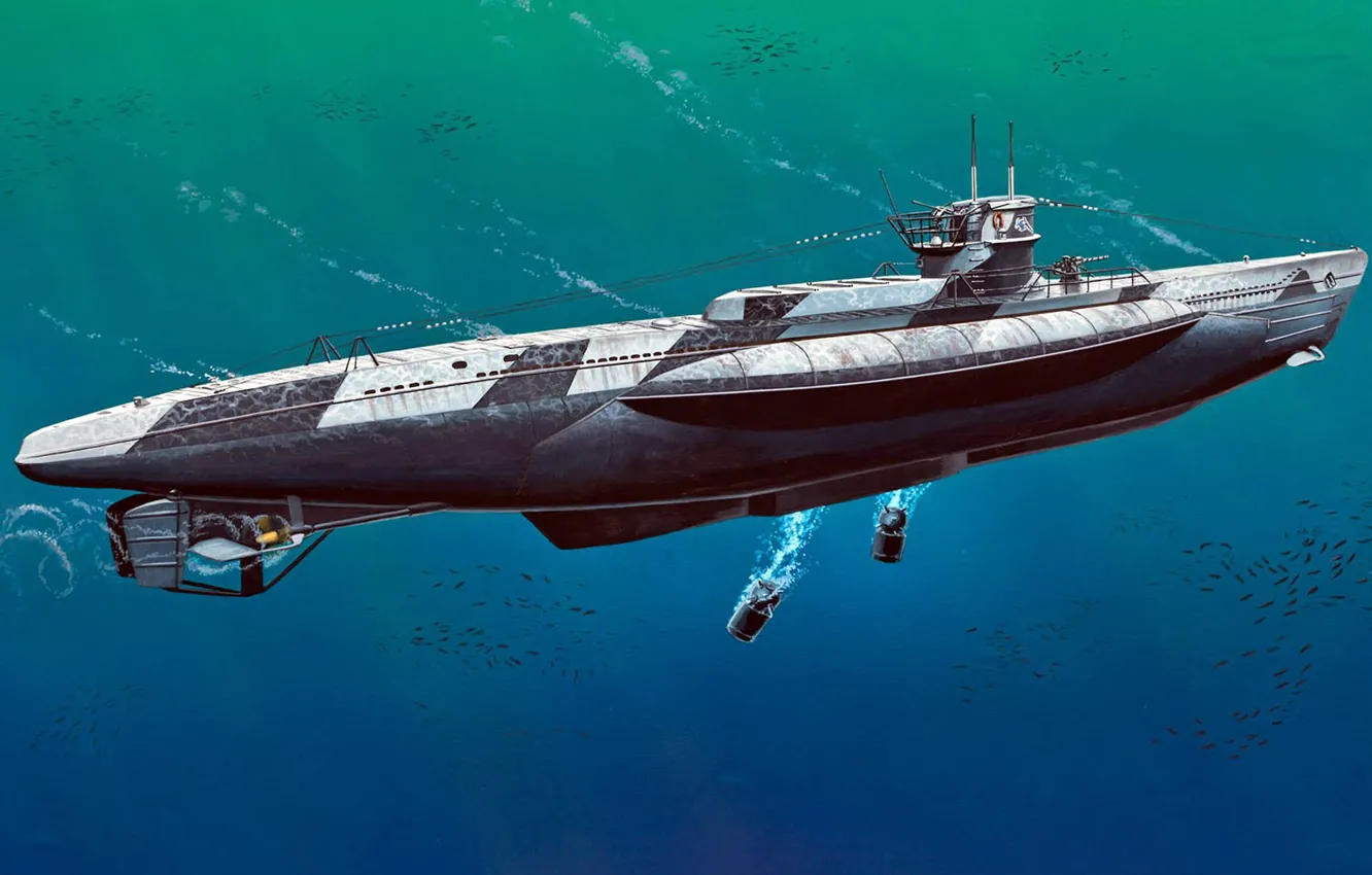 Wallpaper figure, Germany, art, U-Boot, The average DPL, Type VII-D ...