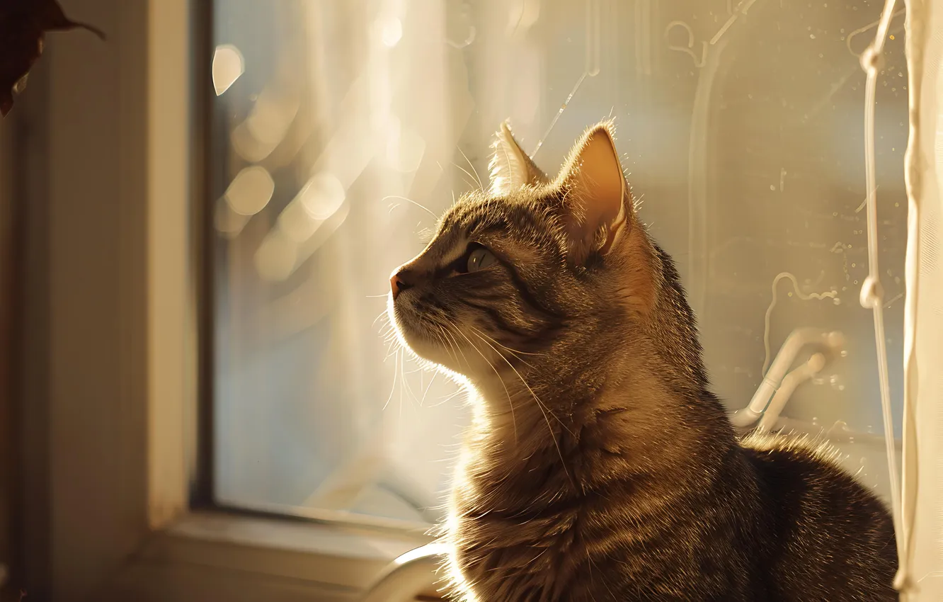 Wallpaper cat, cat, look, pose, face, AI art, neural network for mobile ...