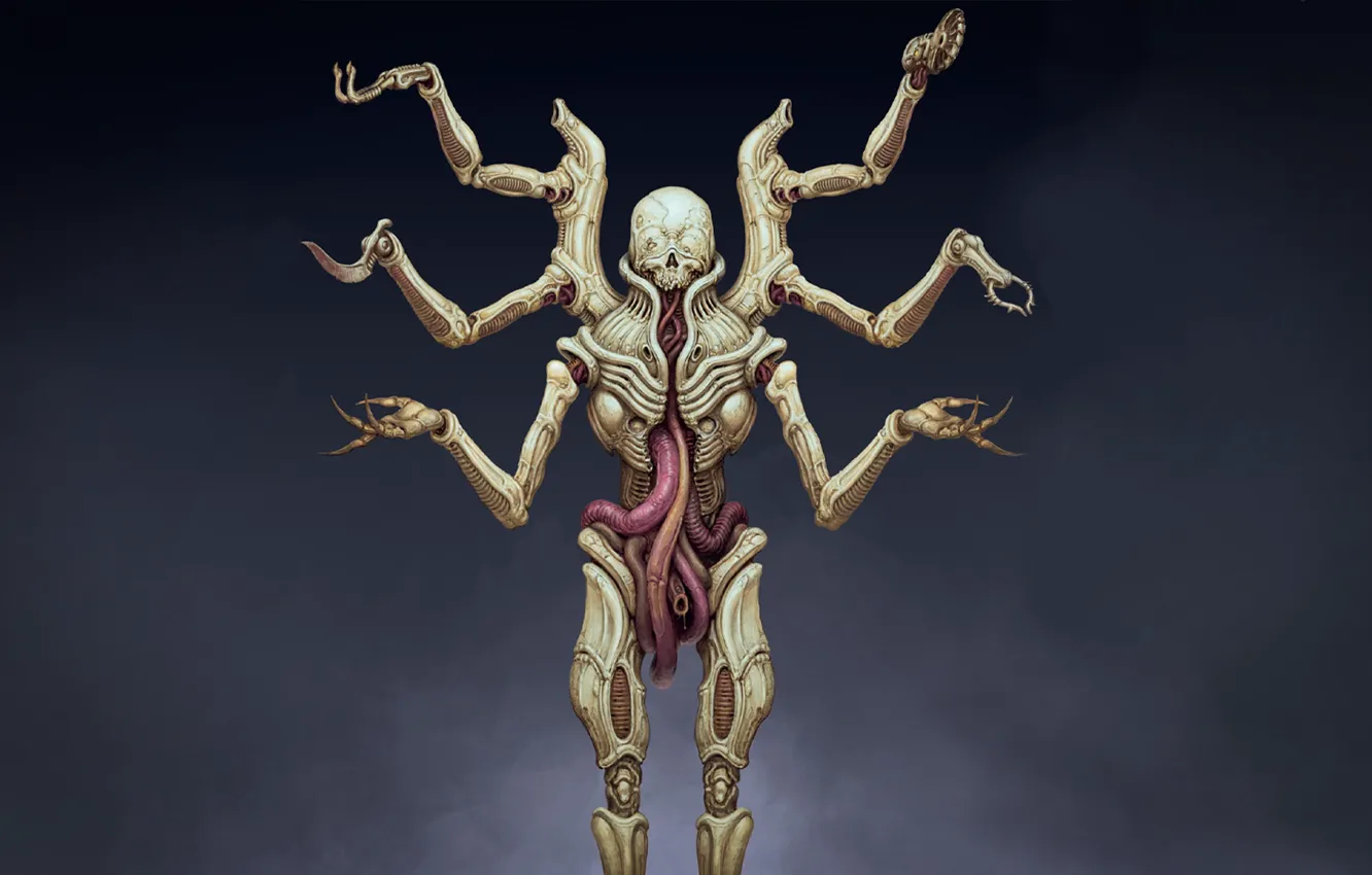 Wallpaper surrealism, blood, bones, Biomechanics, blood, muscle ...