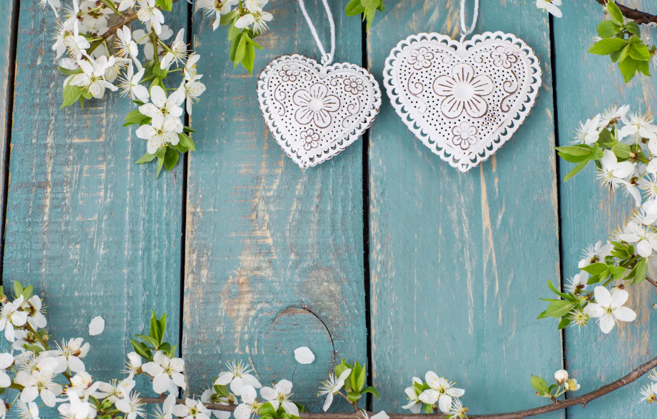 Wallpaper heart, apple, spring, love, white, flowering, heart, wood for ...