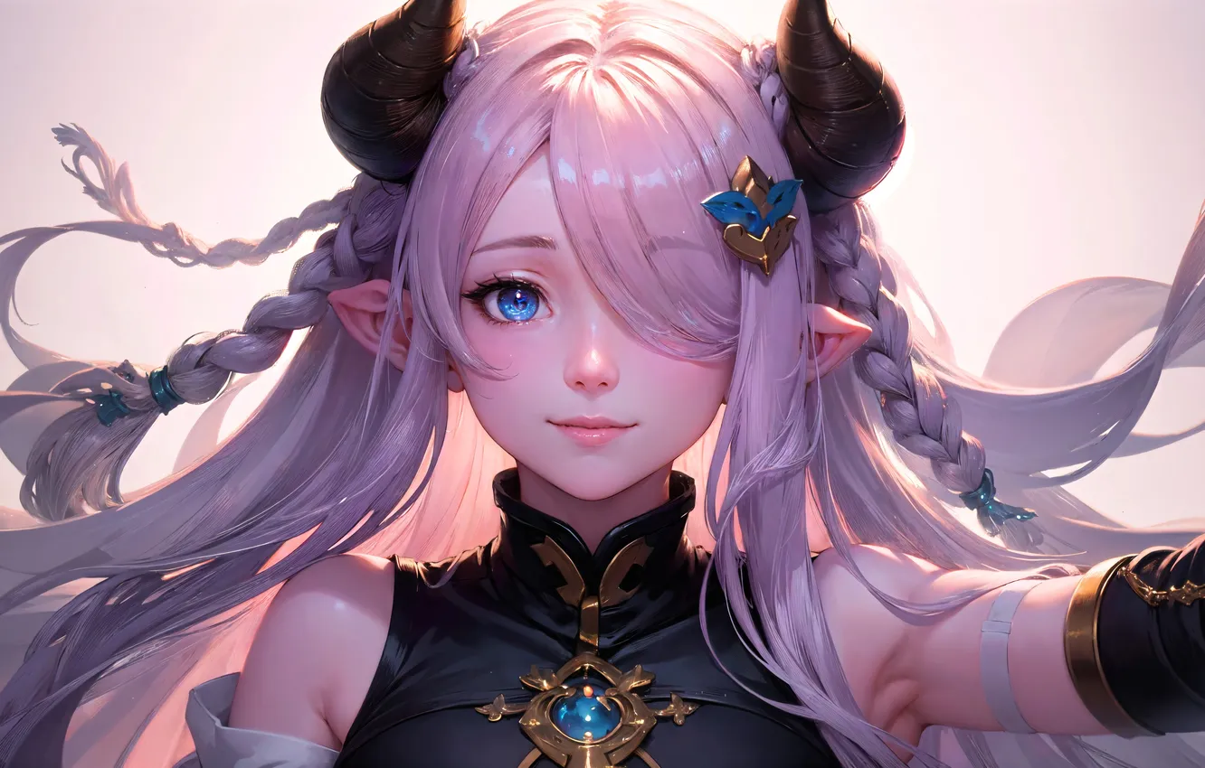 Wallpaper girl, anime, the demon, horns for mobile and desktop, section ...