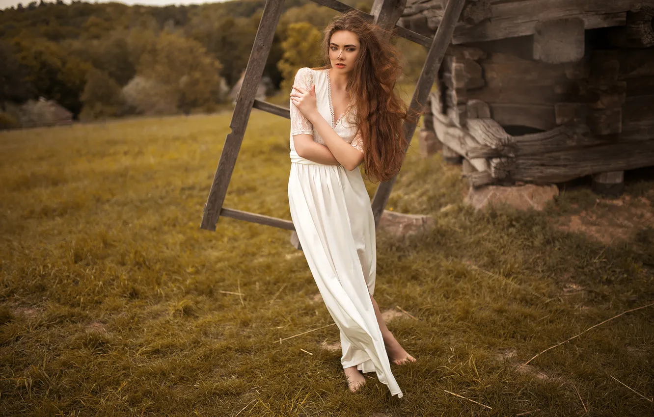 Wallpaper girl, pose, dress, mill, long hair, Taranda, Taras Taranda ...