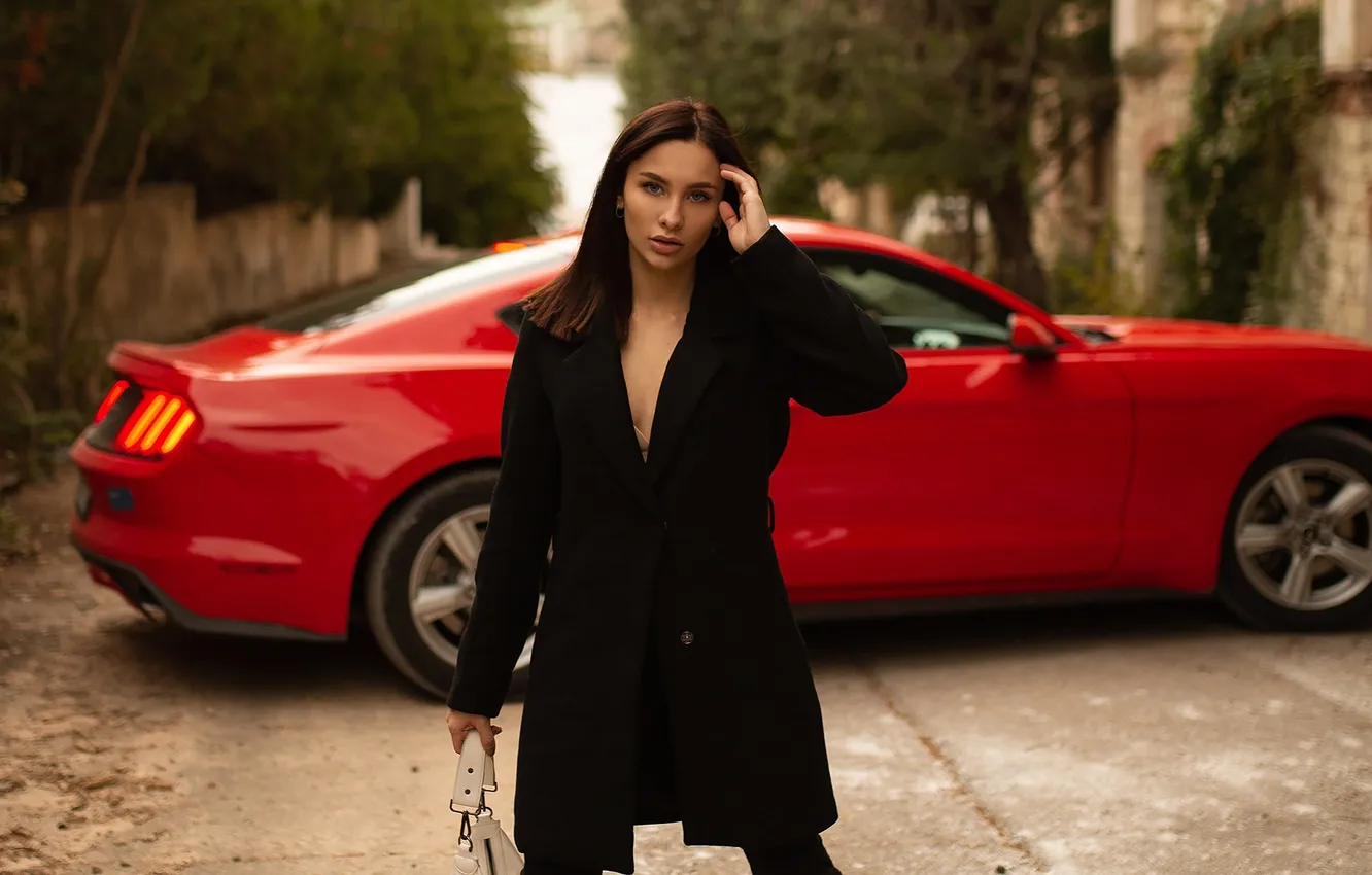 Wallpaper girl, trees, model, brunette, coats, looking at viewer, women ...