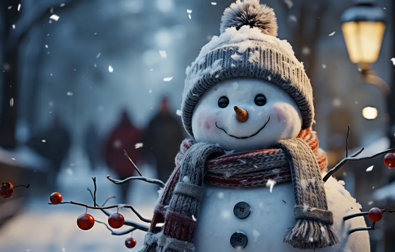 Wallpaper winter, snow, decoration, Christmas, New year, snowman, happy ...