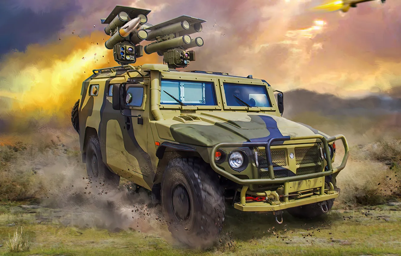 Wallpaper Russia, car, Vladimir Nartov, ATGM launch, GAS "Tiger" with ...