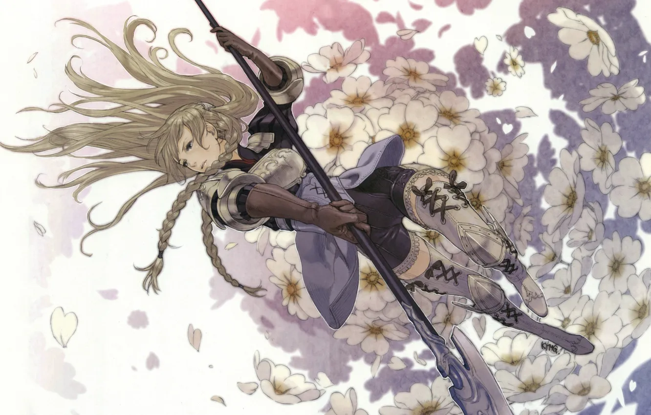 Wallpaper Valkyrie, braids, halberd, valkyria, woman warrior, long ...