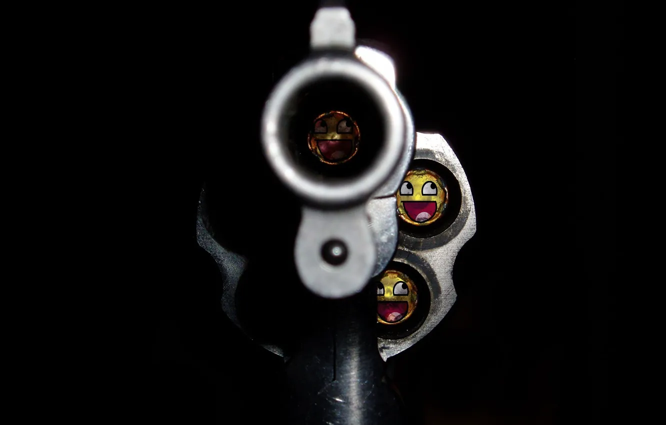 Wallpaper gun, the barrel, cartridge, smiley for mobile and desktop ...
