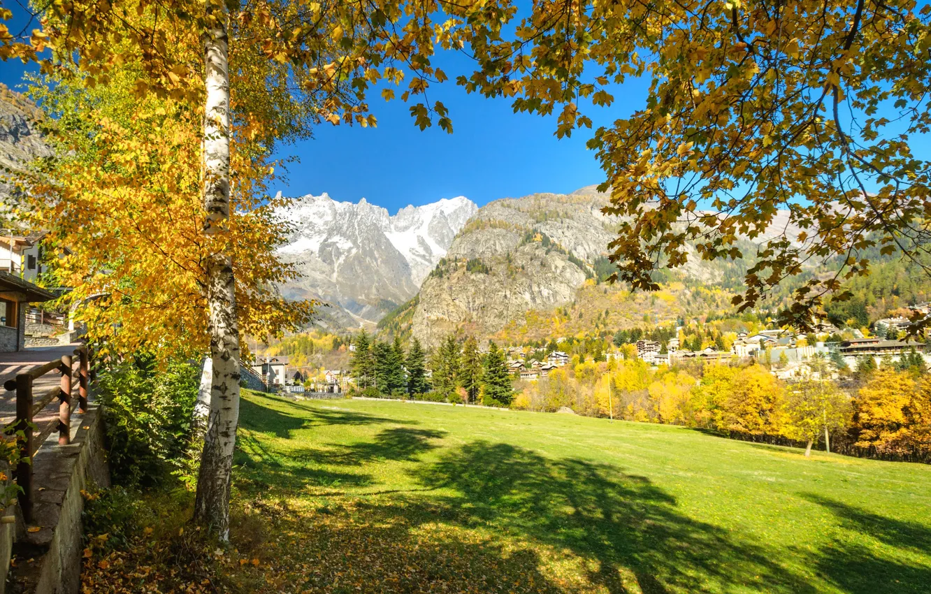 Wallpaper autumn, mountains, Italy, Valle d'aosta, Courmayeur for ...