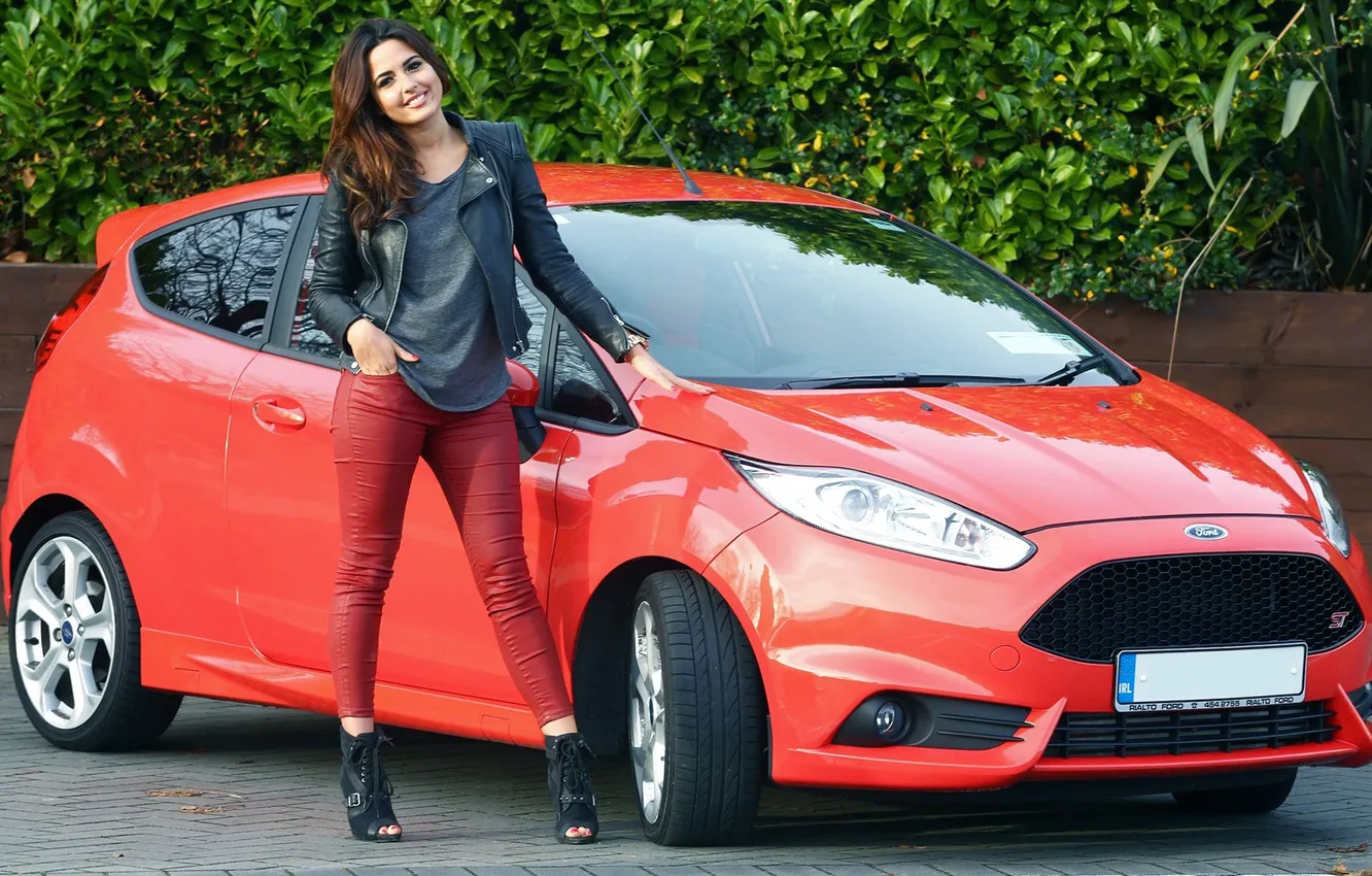 Wallpaper Ford Fiesta, high heels, women with cars, Red cars for mobile ...