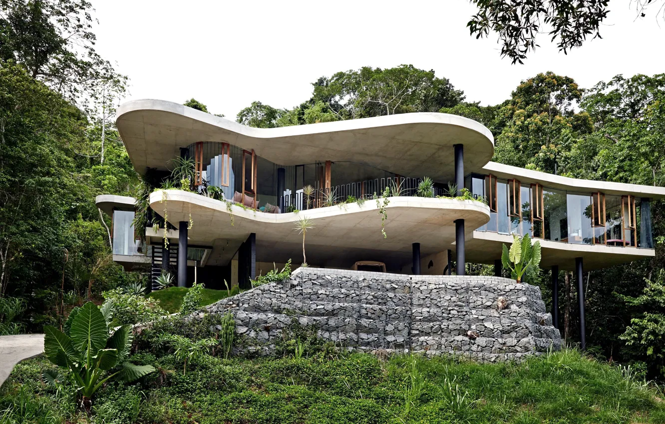 Wallpaper Villa, Vietnam, architecture, Planchonella House, by Jesse Bennett Architect, Kien ...