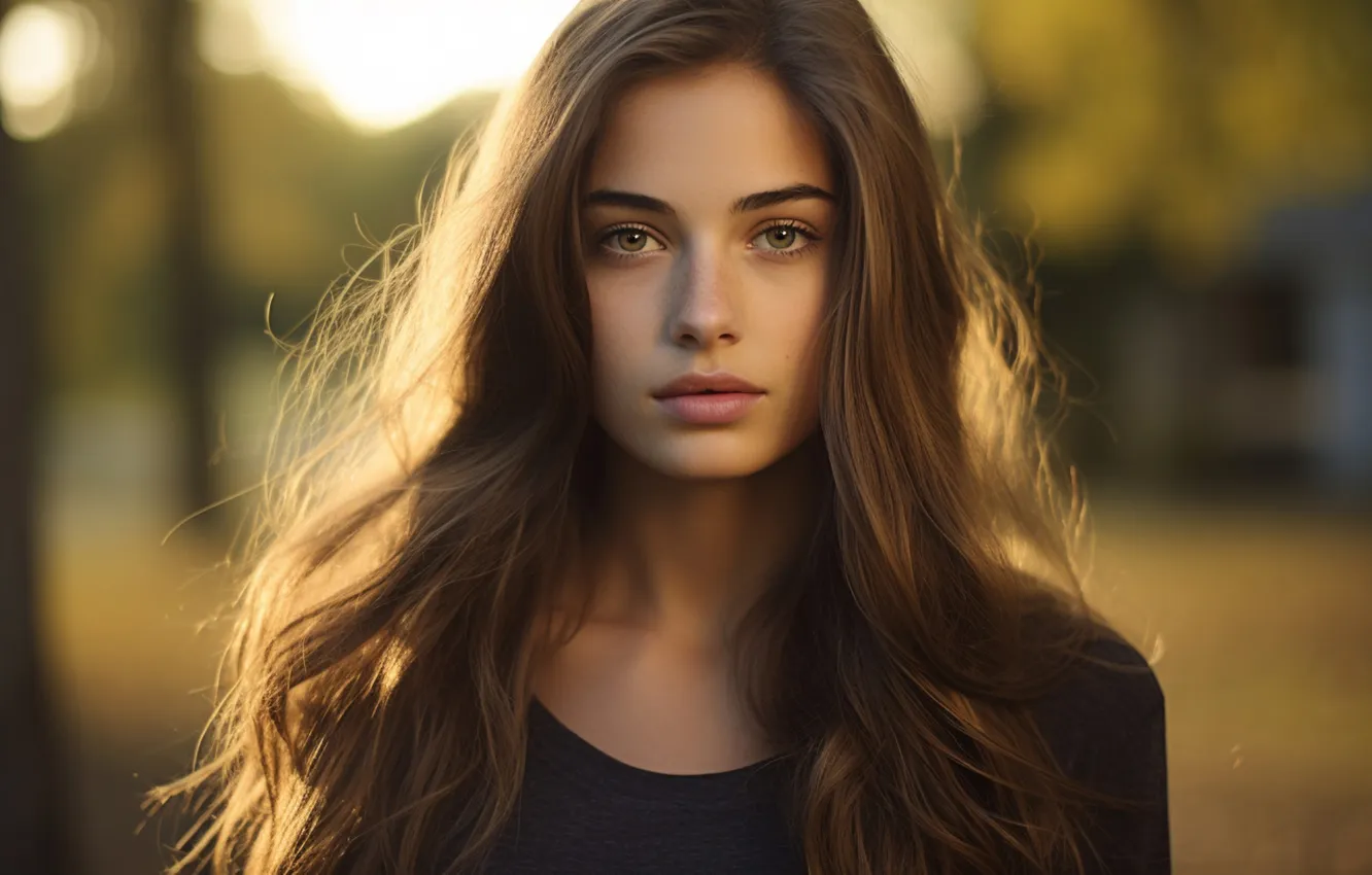 Wallpaper look, girl, face, pose, portrait, AI art, neural network for ...