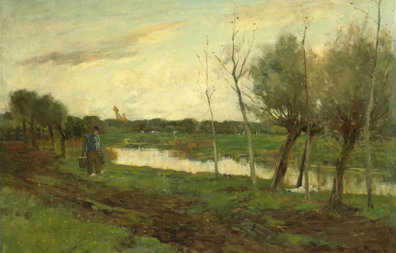 Wallpaper oil, picture, canvas, 1903, George Jan Hendrik Roggenbuck ...